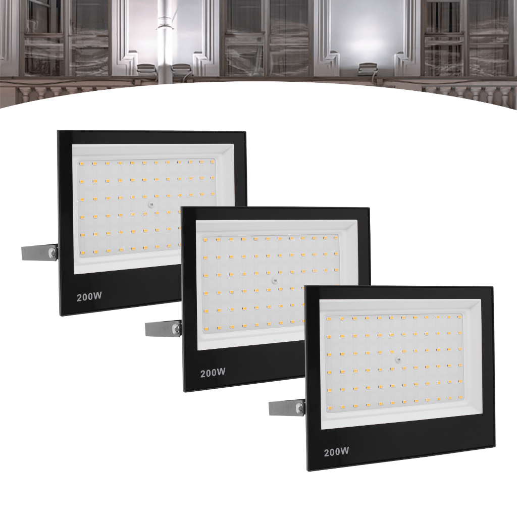 Kit 3 Refletor Led 200w Holofote Prova D'água Bivolt Luz Branco Frio | Shopee Brasil
