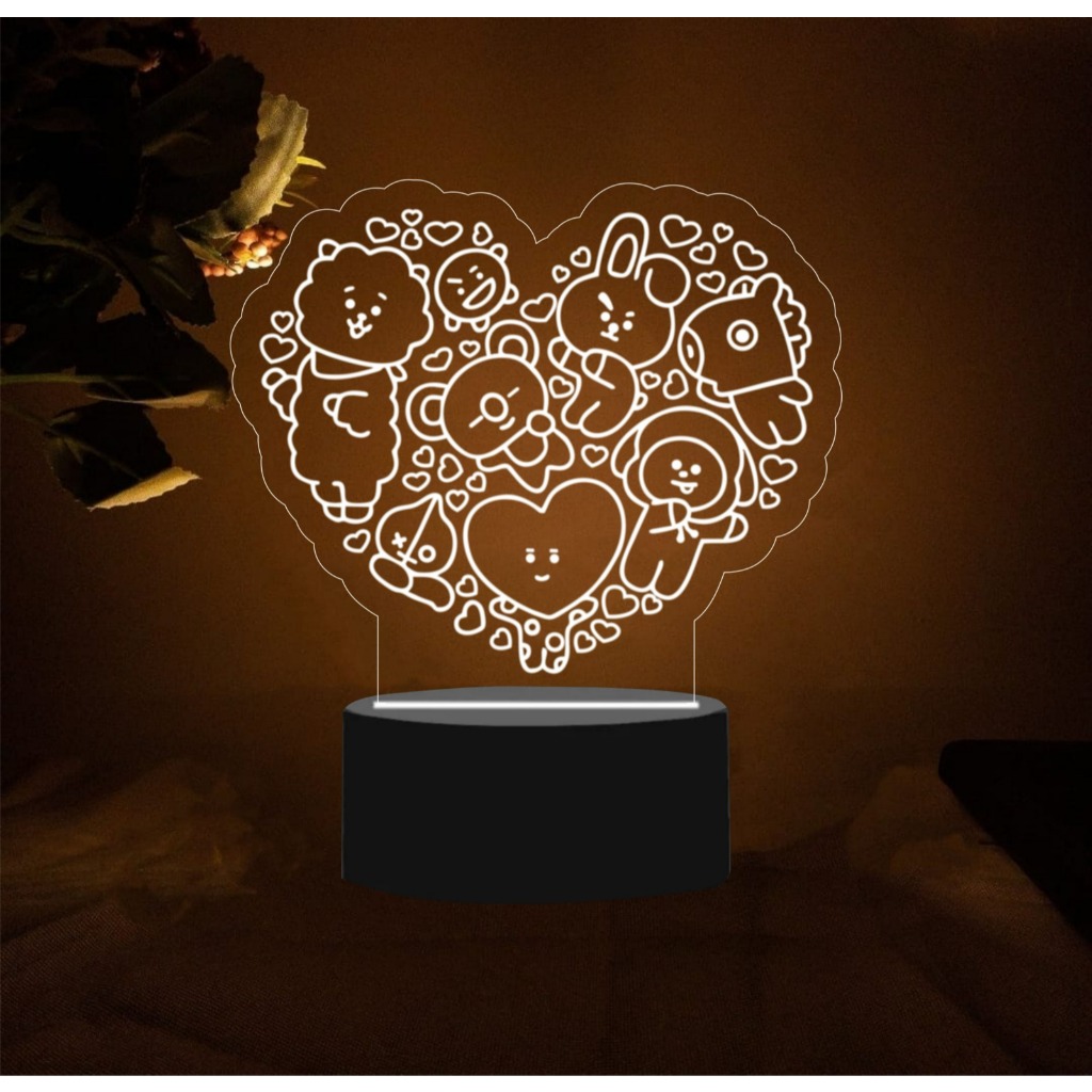 LUMINÁRIA BTS - ABAJUR LED 7 CORES - ARMY - BT21 - KPOP | Shopee Brasil