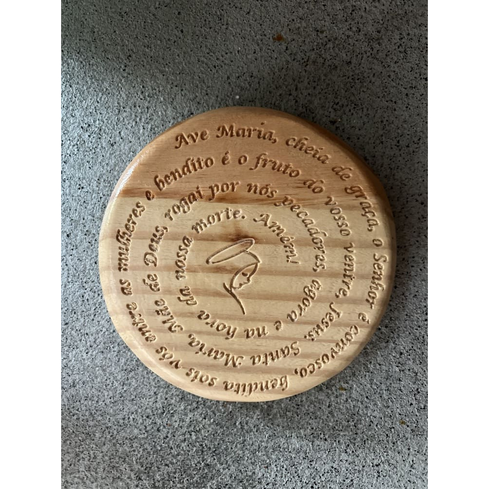 AVE MARIA - Medalha Quadro Redonda de Madeira com Oração | Shopee Brasil