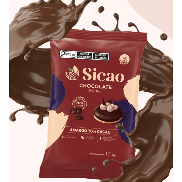 CHOCOLATE NOBRE AMARGO 70%CACAU GOTAS 1,01KG - SICAO Envio Já arrasador | Shopee Brasil