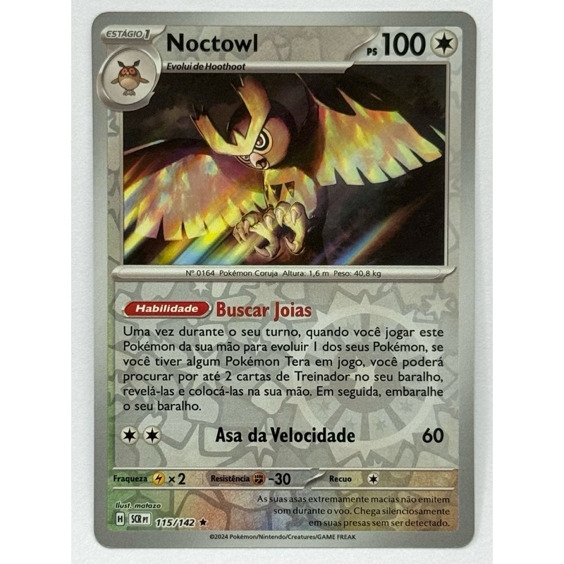Carta 115/142 Pokémon TCG Original Copag Card Noctowl Brilhante ...