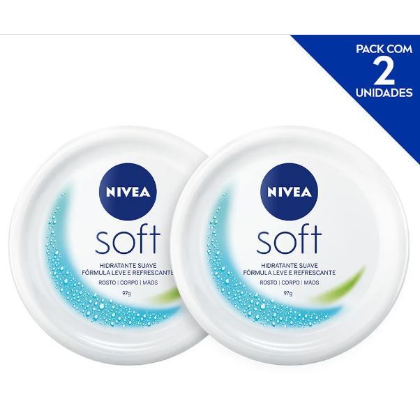Nivea Soft Creme Hidratante Rosto Corpo e Mão Refrescante Suave 98g Kit ...