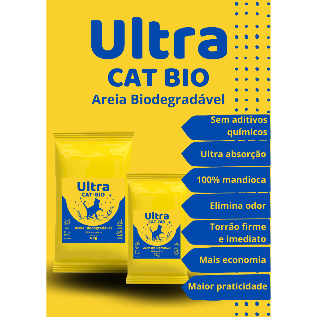 Ultra Cat Bio 2 kg - Areia para Gatos Biodegradável de Mandioca ...