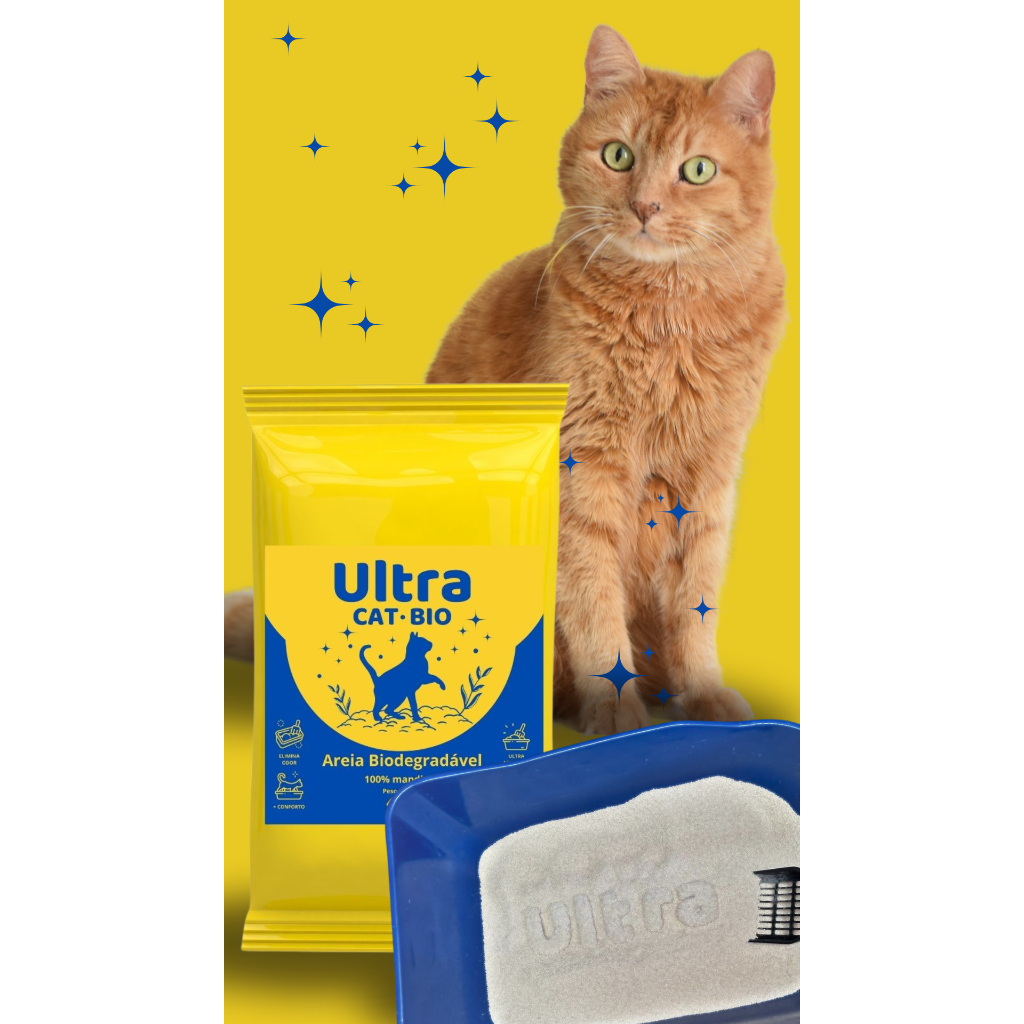 Areia Higiênica Ultra Cat Bio 2 kg Natural para Gatos - Biodegradável e ...