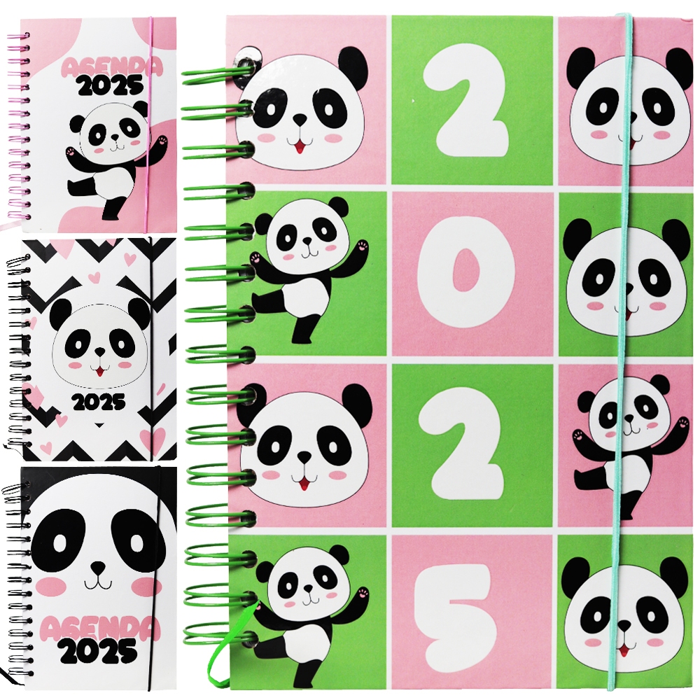 AGENDA 2025 CAPA DURA ESPIRAL A6 PANDA 168 FOLHAS 15,2X11CM. | Shopee ...