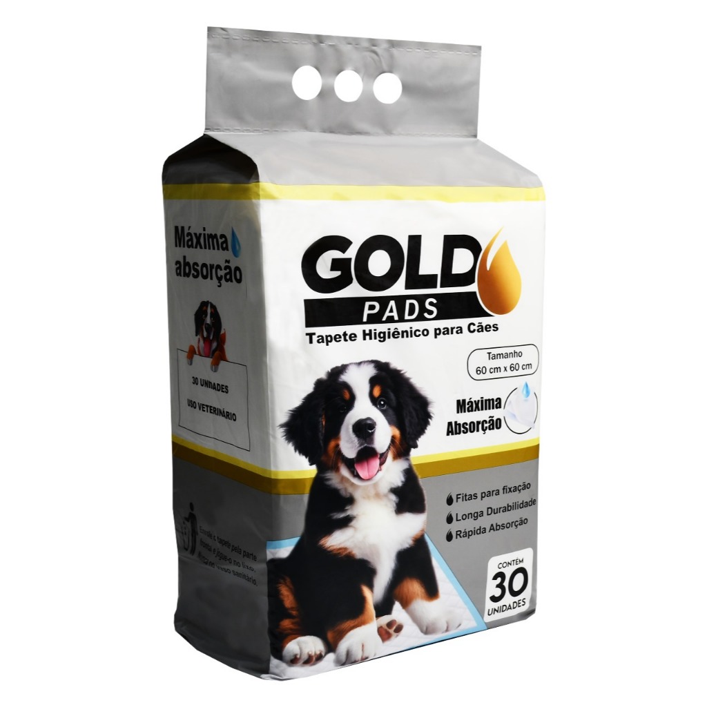 Tapete Higiênico Para Cães Cachorro GOLD PADS Pet C/30 unds 60Cmx60cm ...