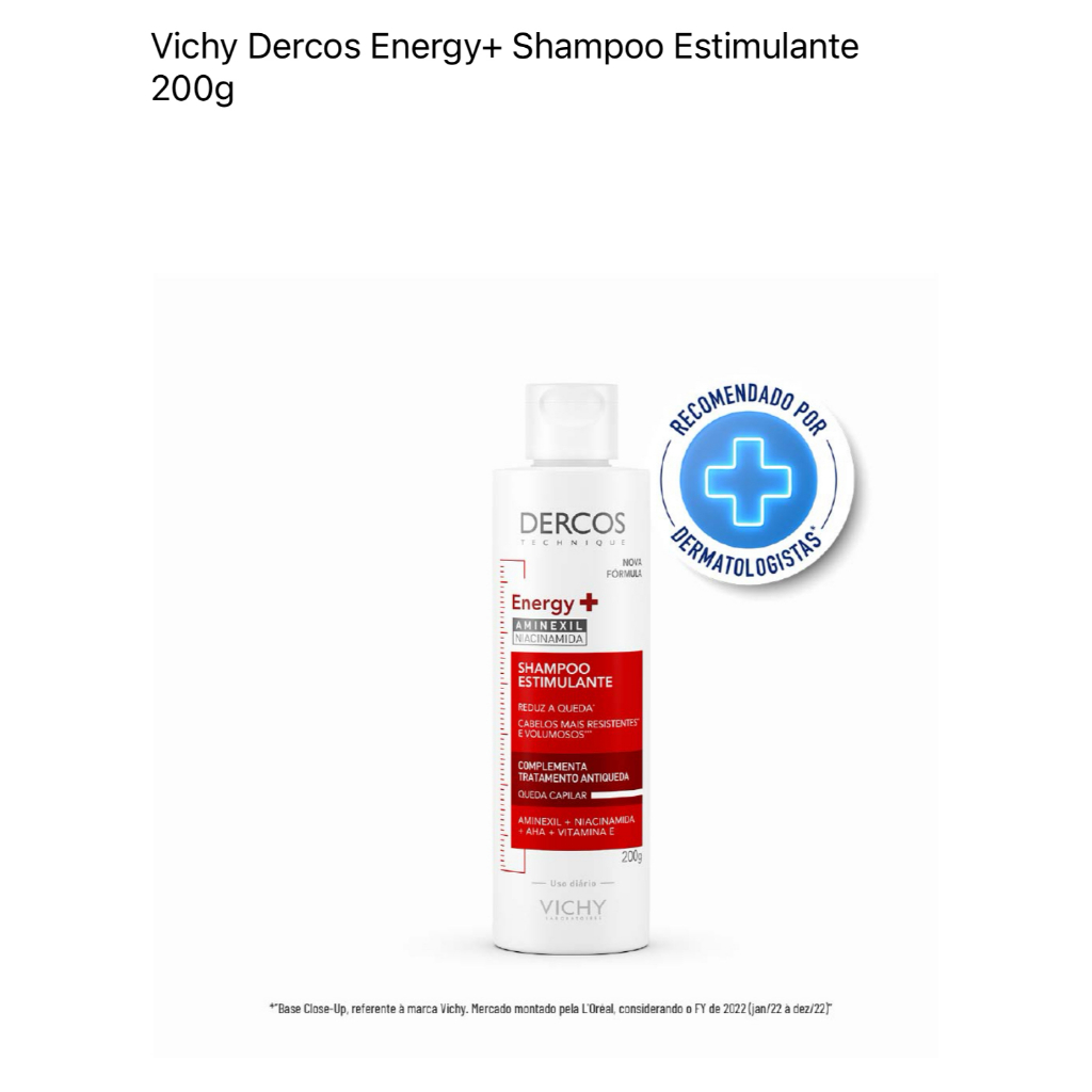 Vichy Dercos Energy Shampoo Estimulante - 200g | Shopee Brasil