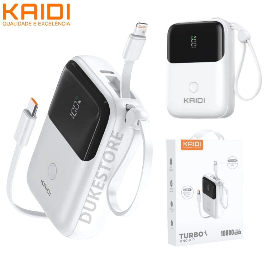 Kaidi KNC-01P Carregador Portátil Turbo Power Bank 10.000mah Com Tela ...