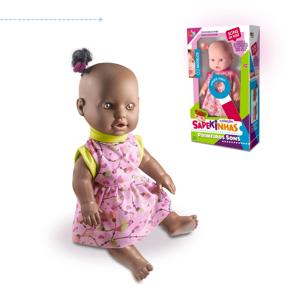 Boneca negra fala faz sons de bebe bonequinha falante morena nenem ...