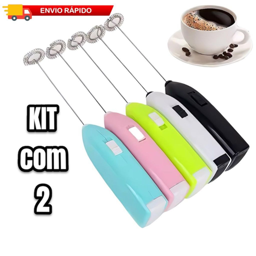 KIT 2 Mini Mixer Premium Eletrico Inox Portatil Para Bebidas em Geral ...