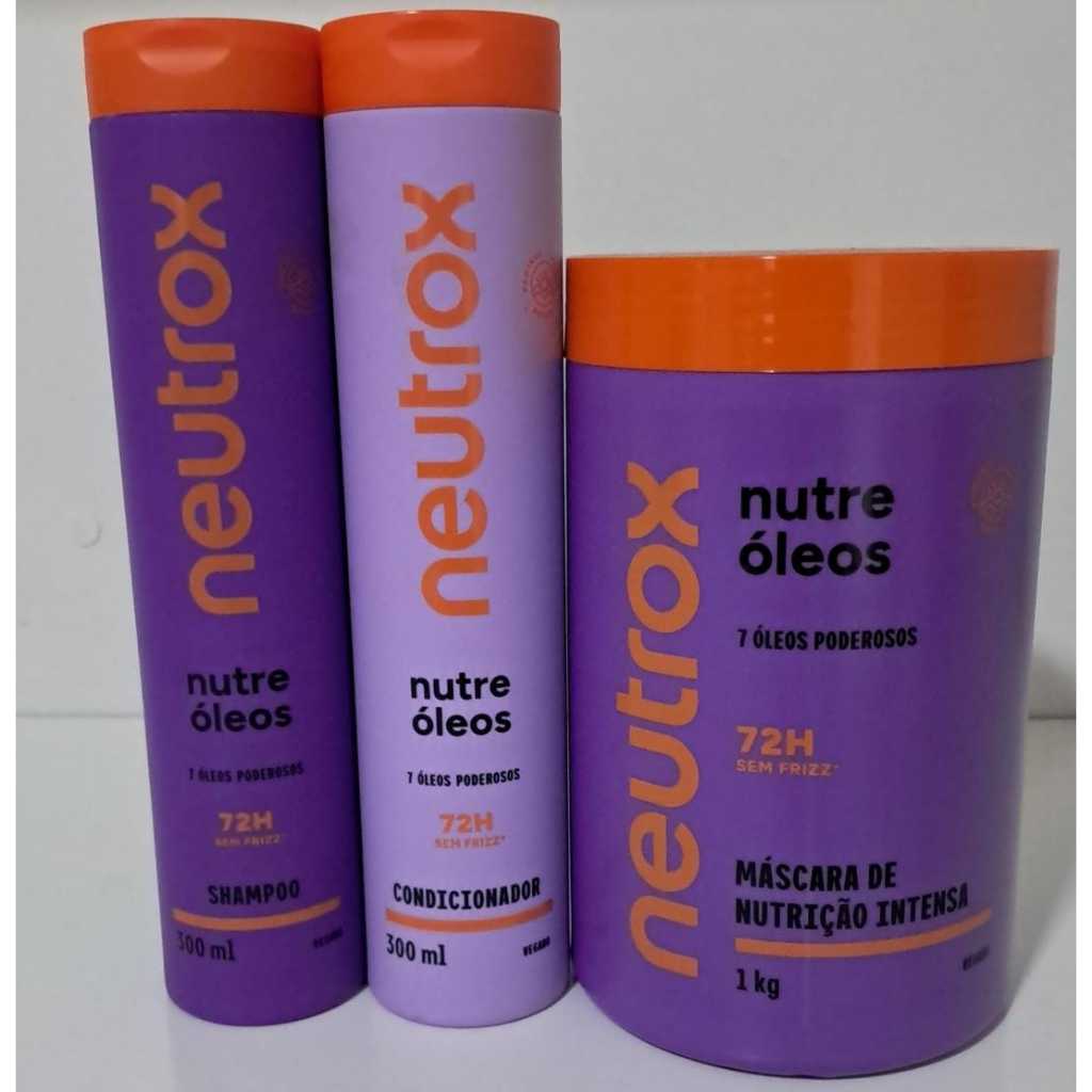 KIT COMPLETO NEUTROX NUTRE ÓLEOS SHAMPOO+CONDICIONADOR+MÁSCARA 1KG NOVA ...