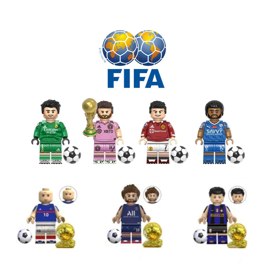 Lote 7 Personagens Minifiguras Jogadores Futebol FIFA "Compatível com ...