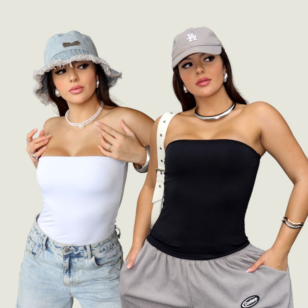 TUBE TOP Feminino de Suplex Confortável Modelador Sem Alças Top reto ...
