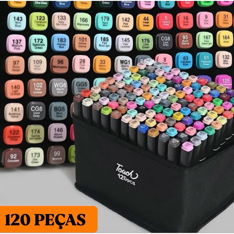Caneta marcador permanente dupla - 120 cores desenho especial ...