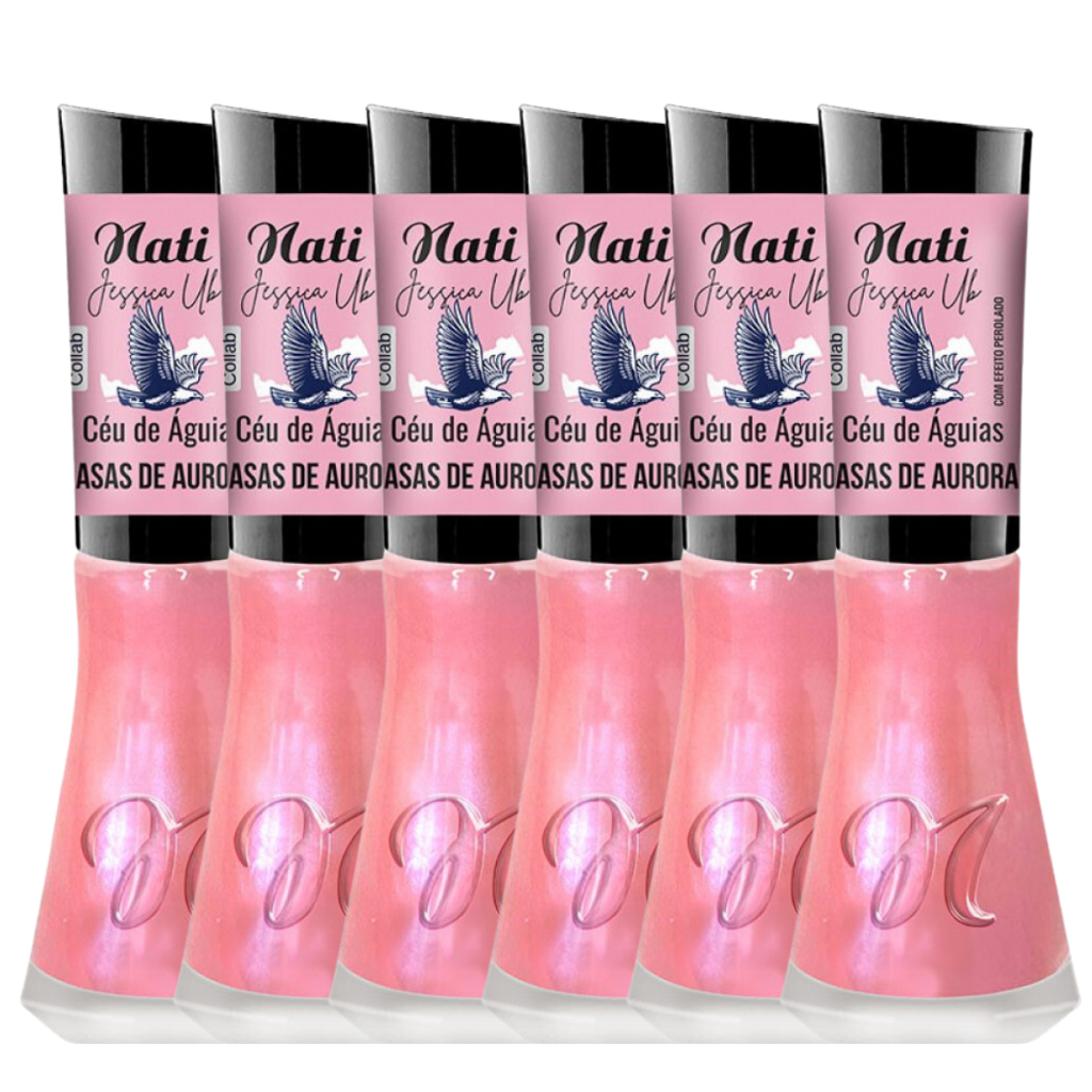 Kit 6 Esmaltes Nati Coleção Céu de Águias Jéssica Ub Cor Asas de Aurora ...