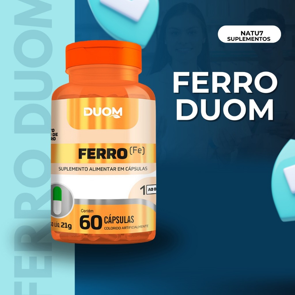 Frasco Ferro [FE] - Em 60 Capsulas Duom Puro 100% Natural Vit Mineral ...