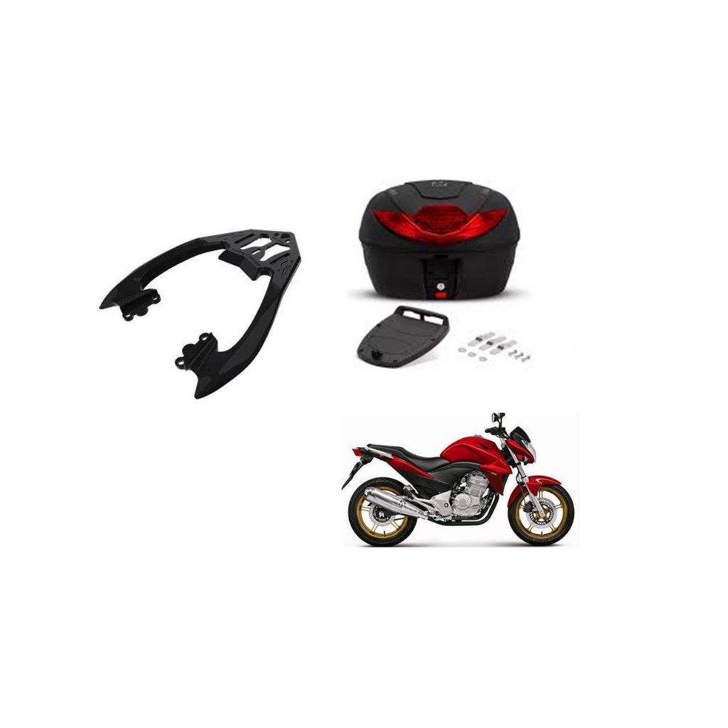 Kit Suporte Bagageiro Superior Scam + Baú Bauleto 35L Smart Box Honda ...