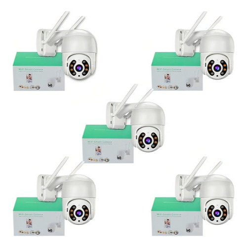 Kit 5 Câmera A8 Prova Dágua Full Hd Zoom 4x Cor Branco Yoosee Wifi Ip PTZ Vigilância Visão ...