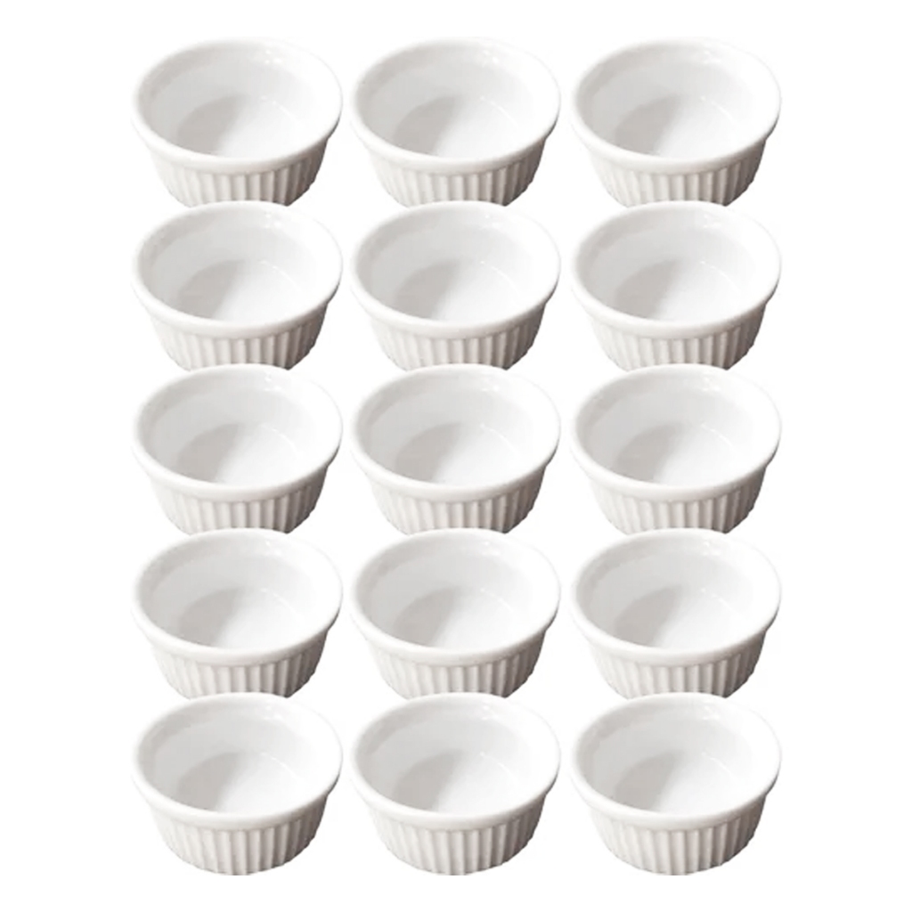 Kit 15 Ramekin Mini Porcelana Canelada 40ML Doces Suflê | Shopee Brasil