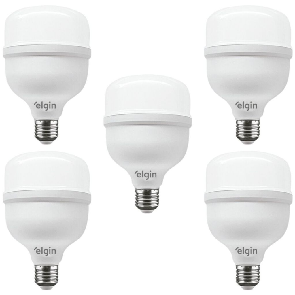 Kit 5 Lâmpada Super Bulbo Alta Potência Bivolt Led 20w 6500k Branco Frio (LUZ BRANCA) - Elgin ...