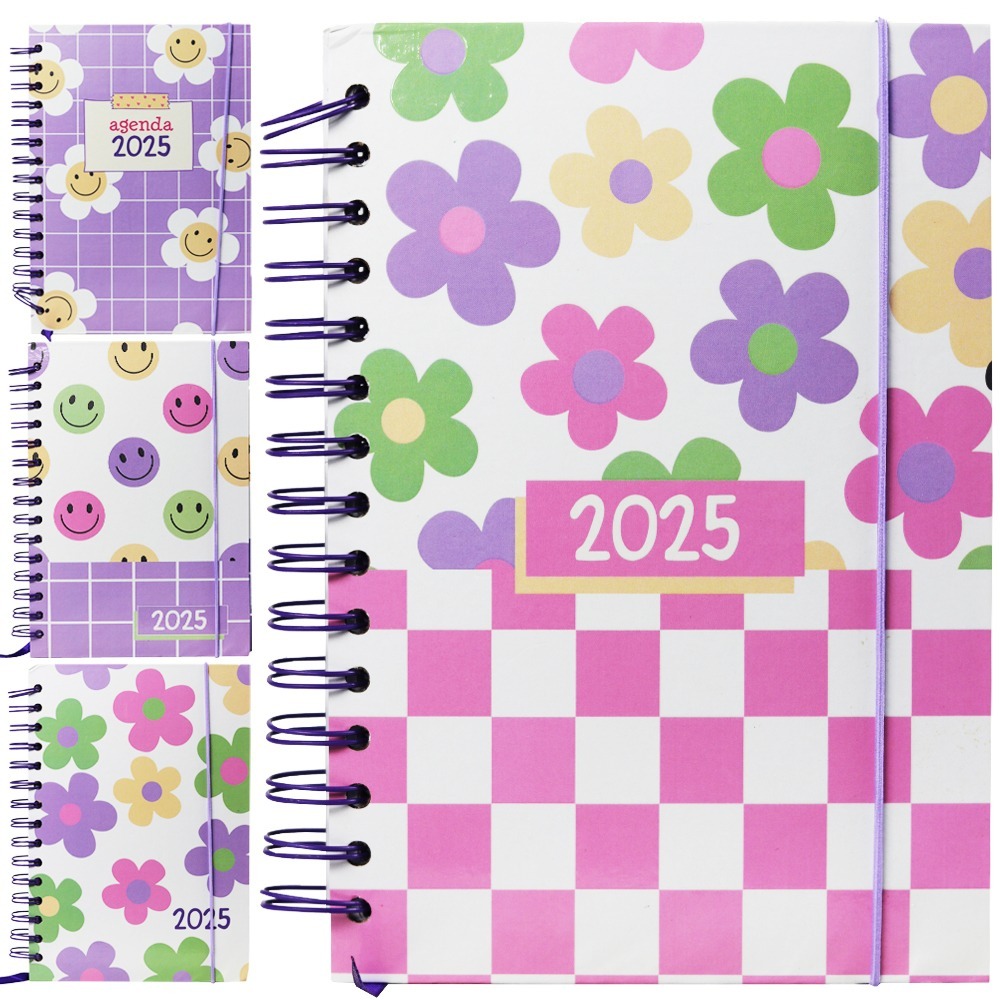 Agenda 2025 Escolar Espiral Capa Dura 21X14,5CM (168 folhas) A5 E A6 11 ...