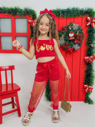 conjunto blogueirinha natal ano novo festa luxo brilho com calça em ...