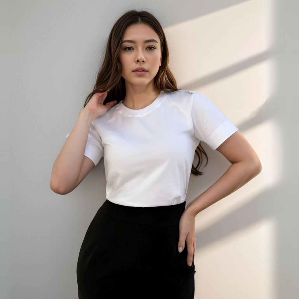 BLUSA T-SHIRT FEMININA BASICA LISA COM MANGA MENEGOTTI 100% ALGODÃO ...