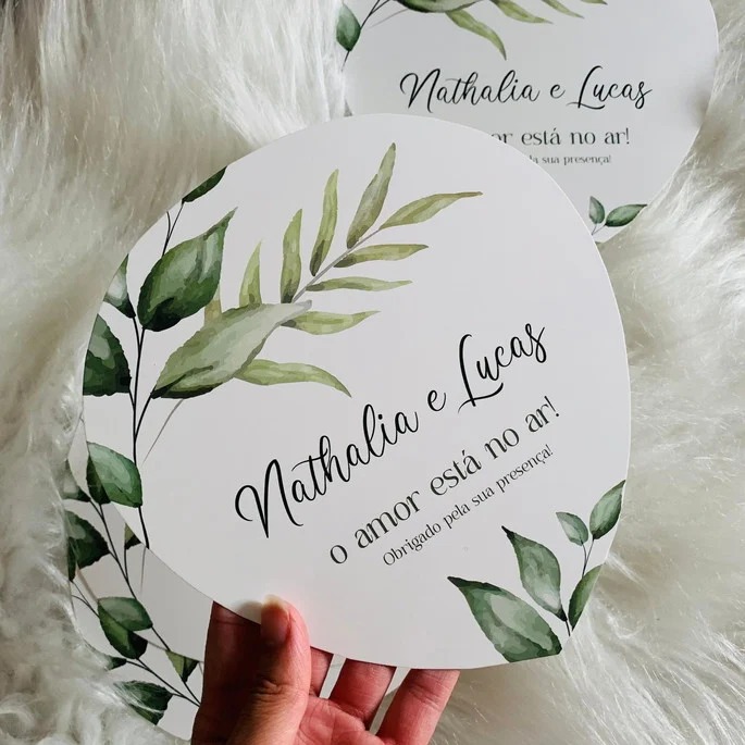 Leque/ Ventarola/ Abanador de Papel Personalizado para Casamentos ...
