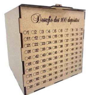 CAIXA DE 10MIL DESAFIO DOS 100 DEPOSITOS EM MDF CRU. GUARDE 10 MIL REAIS COM ESTE COFRE COFRINHO ...