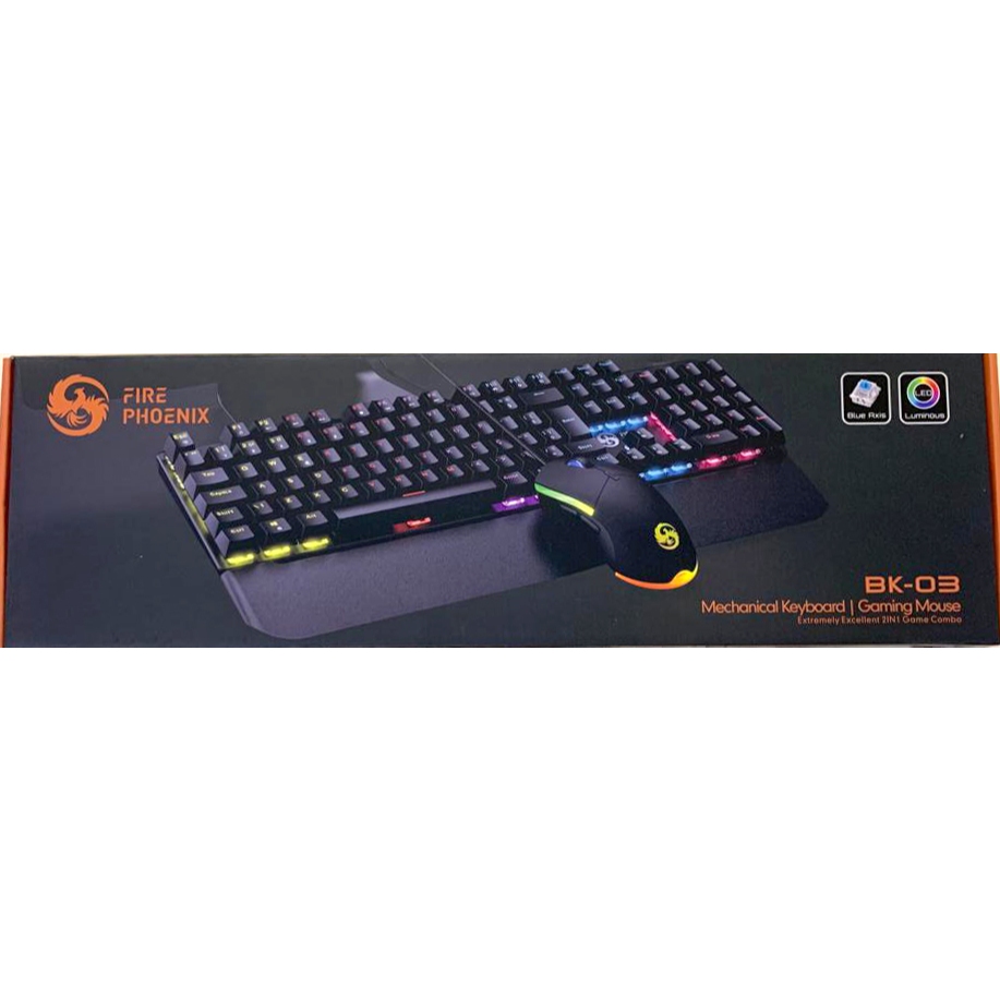 Teclado e Mouse Mecânico com apoio para pulso - Gamer Rgb - BK-03 ...