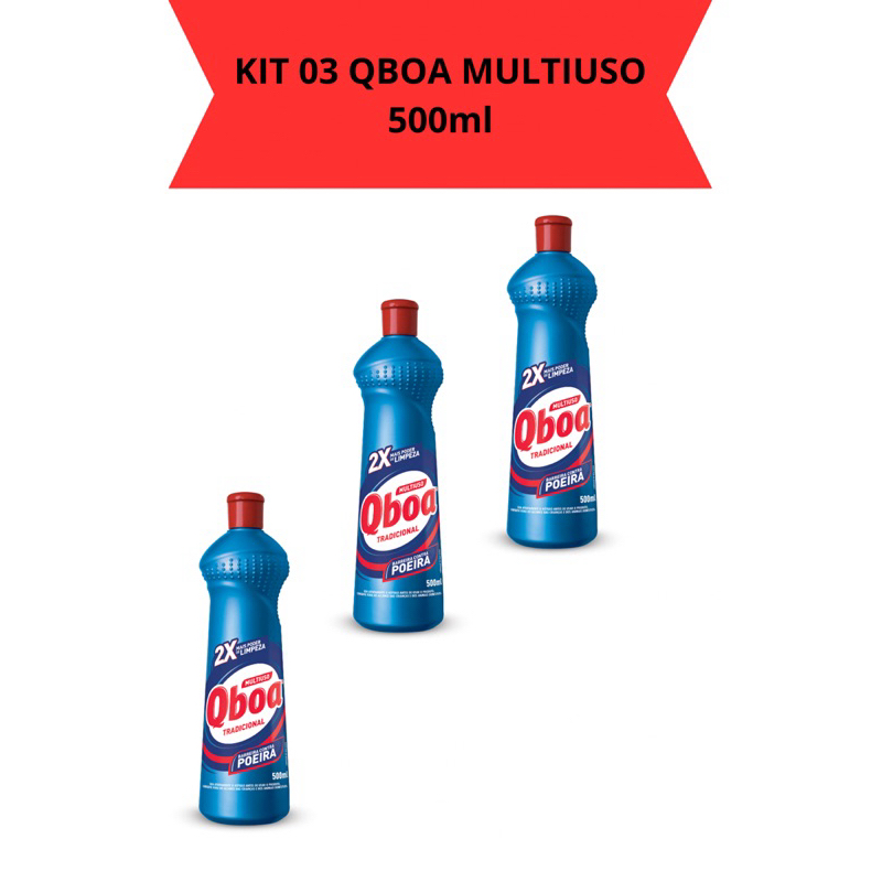 kit Limpador Multiuso Qboa Tradicional com 3 unidades de 500ml cada ...