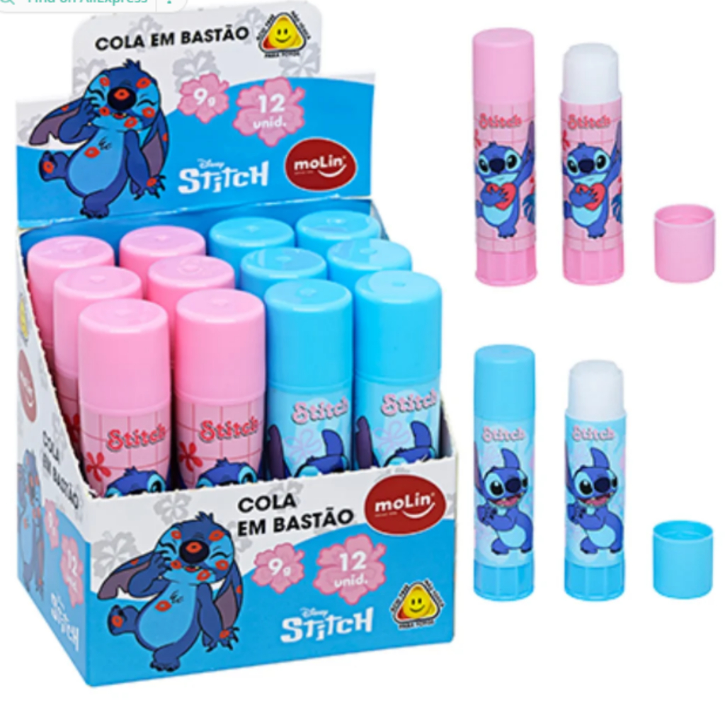 Kit 01/02 Cola Escolar em Bastão Stitch 9G Molin/ Disney/Papelaria ...