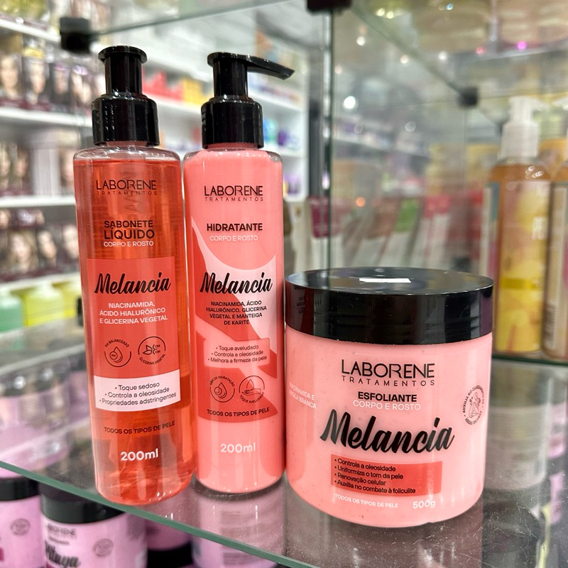 Kit Sabonete, Hidratante e Esfoliante Corporal e Facial Melancia ...