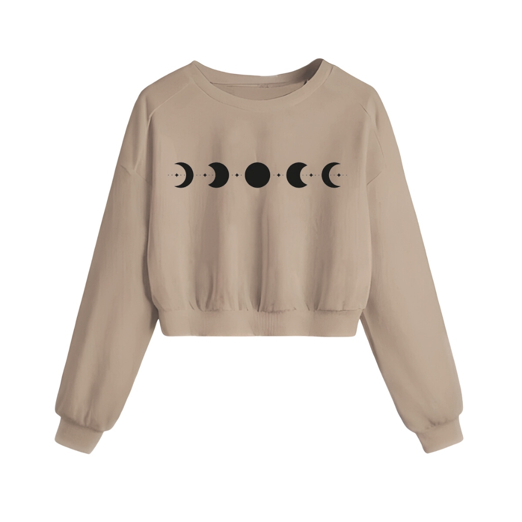 Cropped Blusa de Frio Moletom Feminino Fases da lua | Shopee Brasil