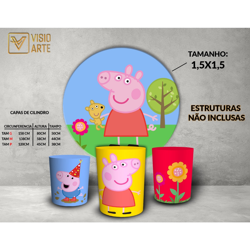 Kit Painel Peppa Pig + Trio Capas Cilindros 1,5x1,5 | Shopee Brasil