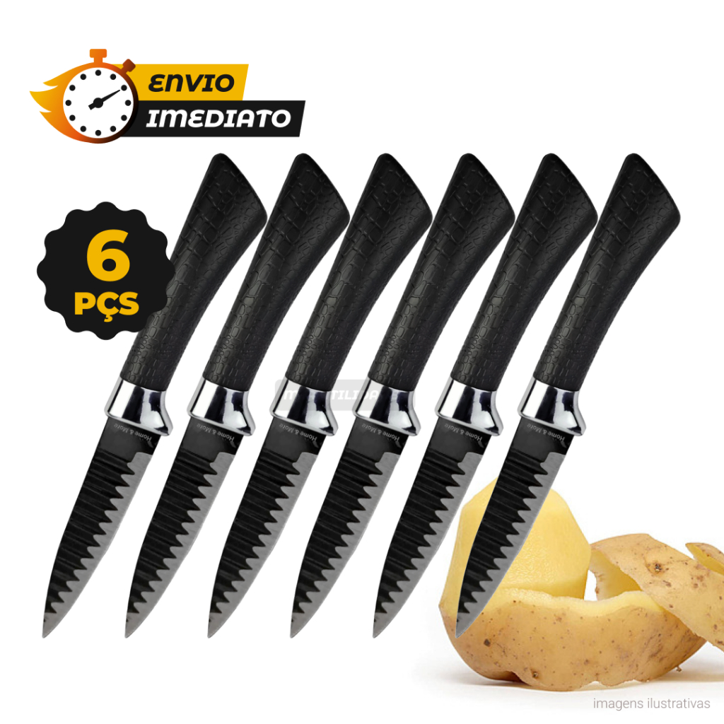 Jogo de Faca de Cozinha 6 Peças de Corte 20cm Para Cozinha e ...