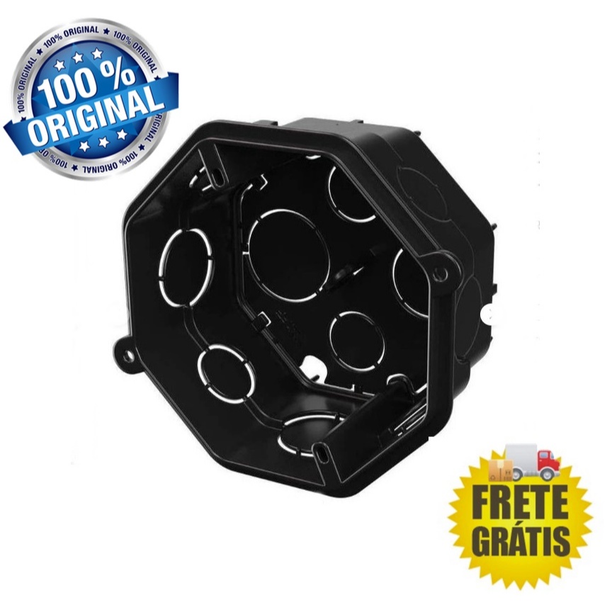 kit com 15 Caixinhas de luz pvc Para Laje OCTOGONAL 4x4 embutir PRETO | Shopee Brasil