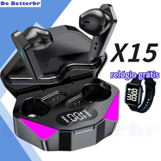 X15 TWS Fones De Ouvido Bluetooth Latência Ultra Baixa 2 Modos Ruído Cancelando Display LED ...