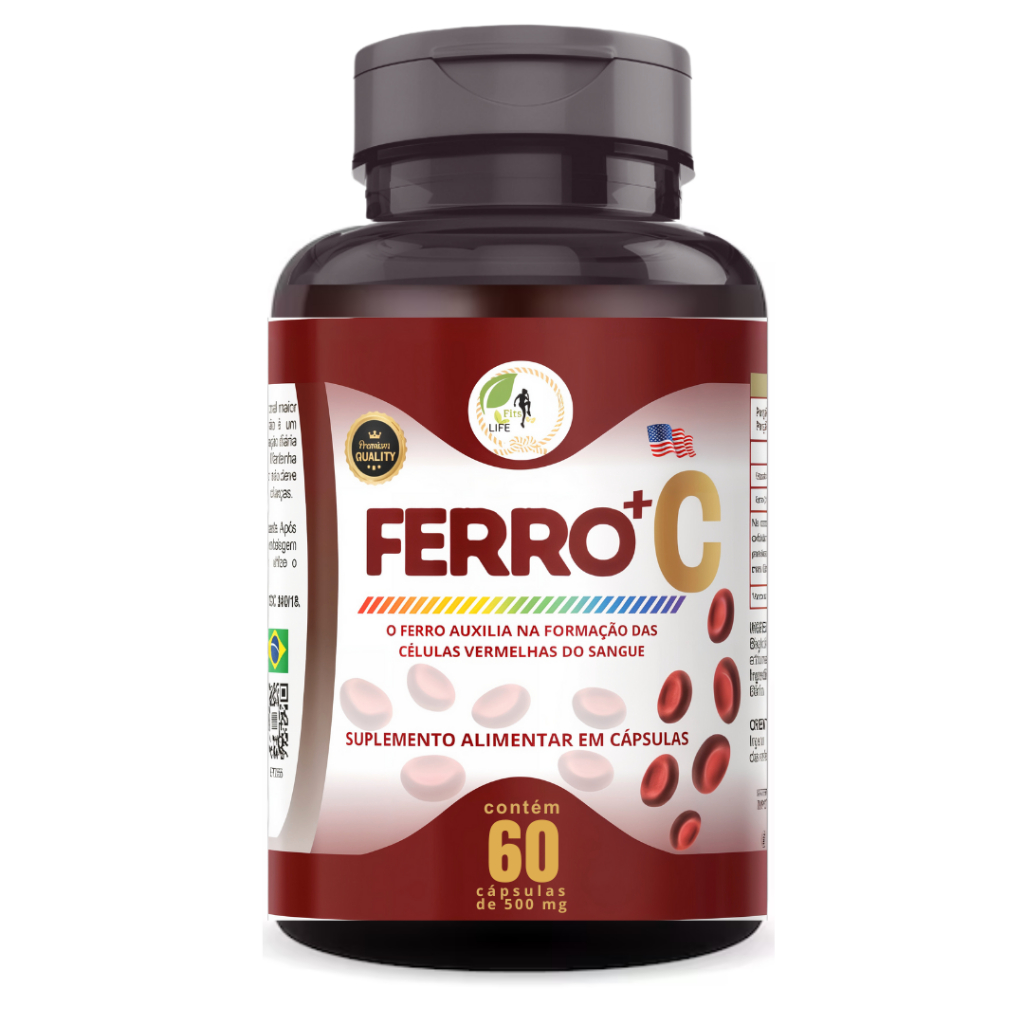Ferro + Vitamina C Quelado Premium 60 Cápsulas - Fits Life | Shopee Brasil