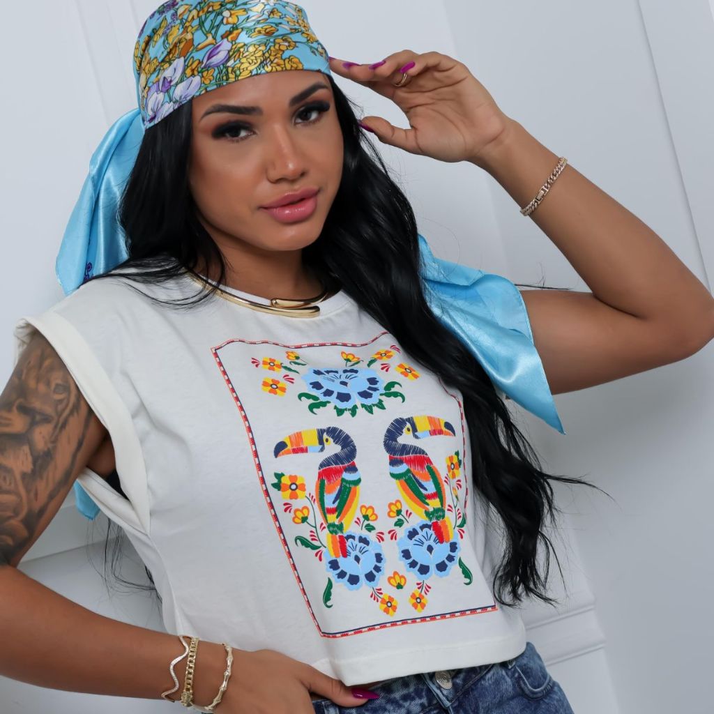 Cropped Manga Japonesa Feminina Estampa Farm 100% Algodão StreetWear ...