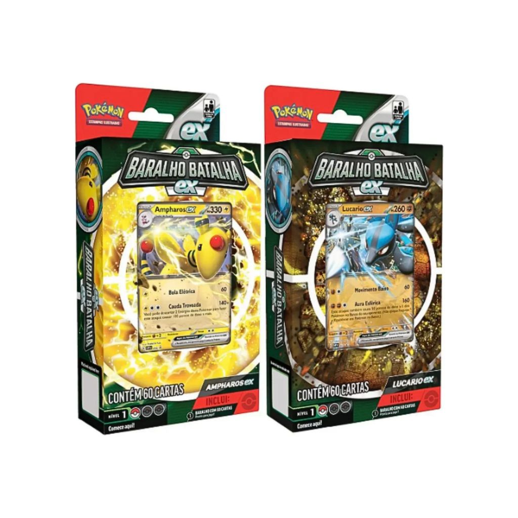 Pokemon Deck Cards Batalha Lucario e Ampharos ex Copag Original A ...