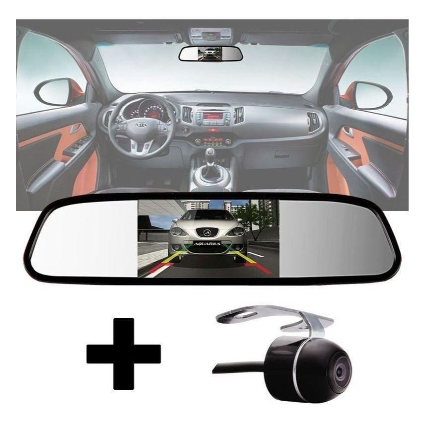 Kit Espelho Retrovisor Monitor Tela Lcd 4.3 Pol + Câmera Ré | Shopee Brasil