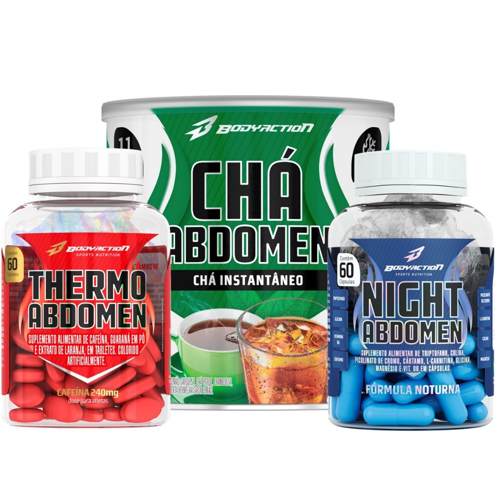 Chá Abdomen 140g + Kit Abdomen Dia Noite Bodyaction | Shopee Brasil