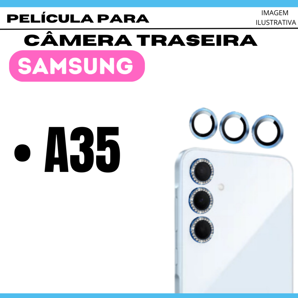 Película de Câmera de Strass e Lisa Para Samsung A35 / Película ...