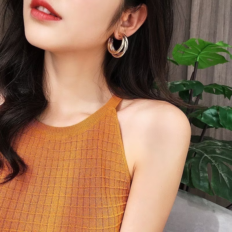 Brincos clássicos simples e modernos femininos ouro e prata | Shopee Brasil