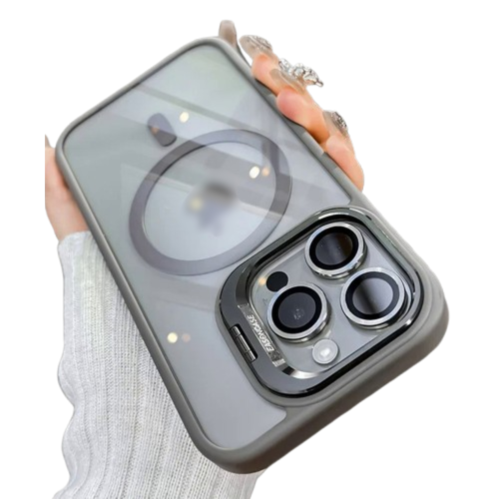 Capinha Premium Magsafe Com Tampa Suporte Câmera e Kit Lente Proteção ...