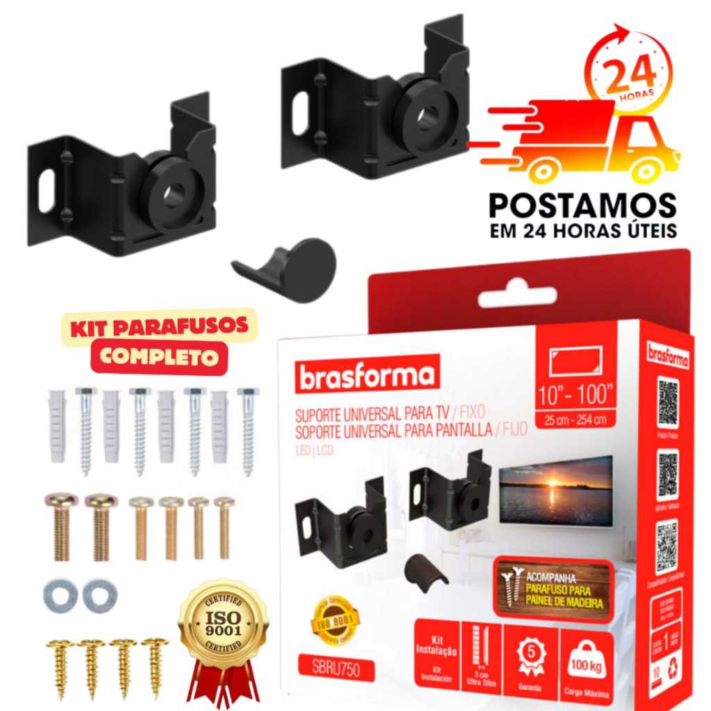 Suporte para Tv Monitor Led Lcd smart 10 18 22 32 40 50 55 60 65 71 100 ...