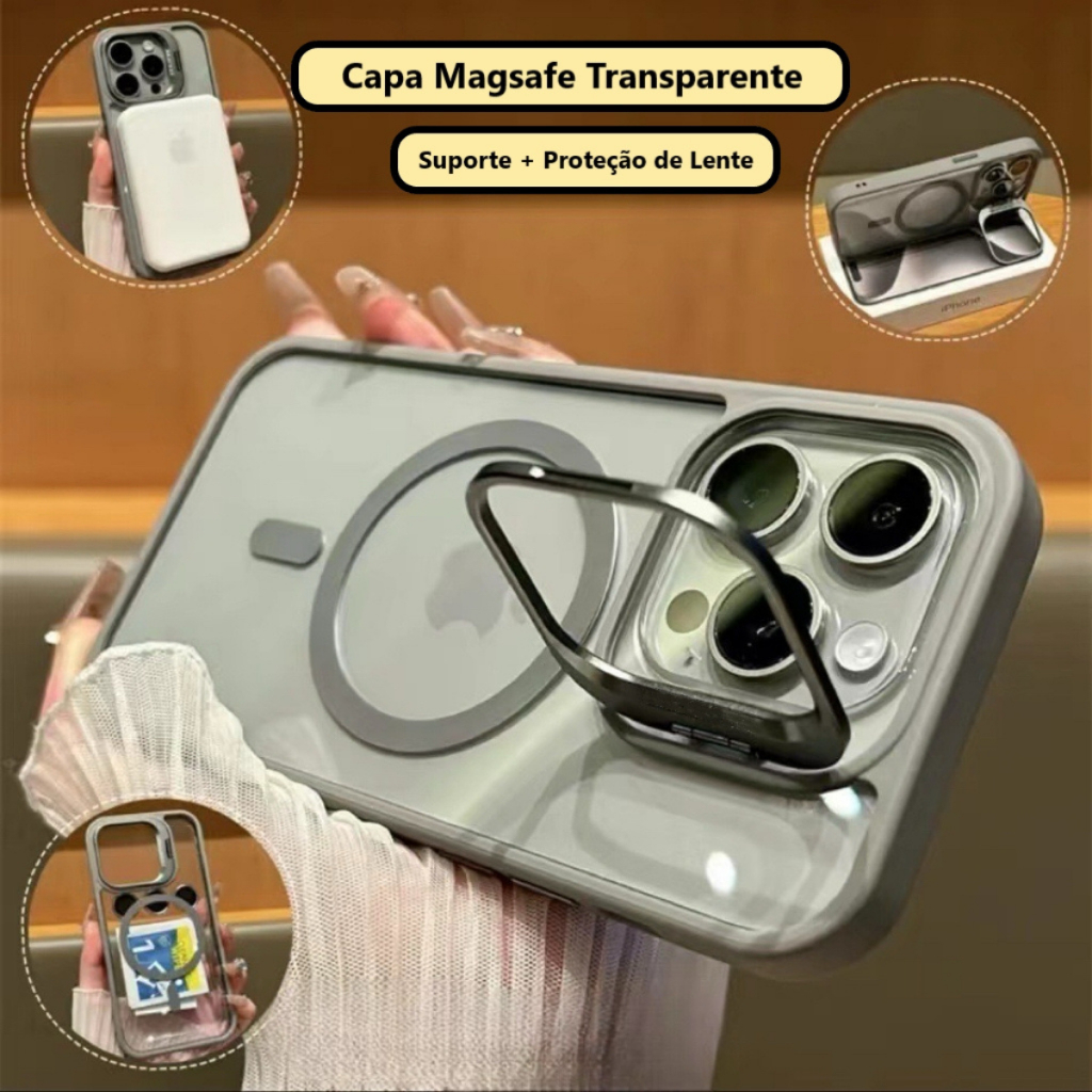 Capa Magsafe Para iPhone 16 Normal 16 Pro 16 Pro Max + Lente de Câmera ...