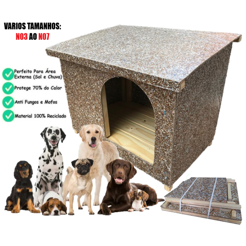 Casinha Edícula de Madeira Ecológica Reciclável Casa Pet Para Cachorro Porte Pequeno Médio ...