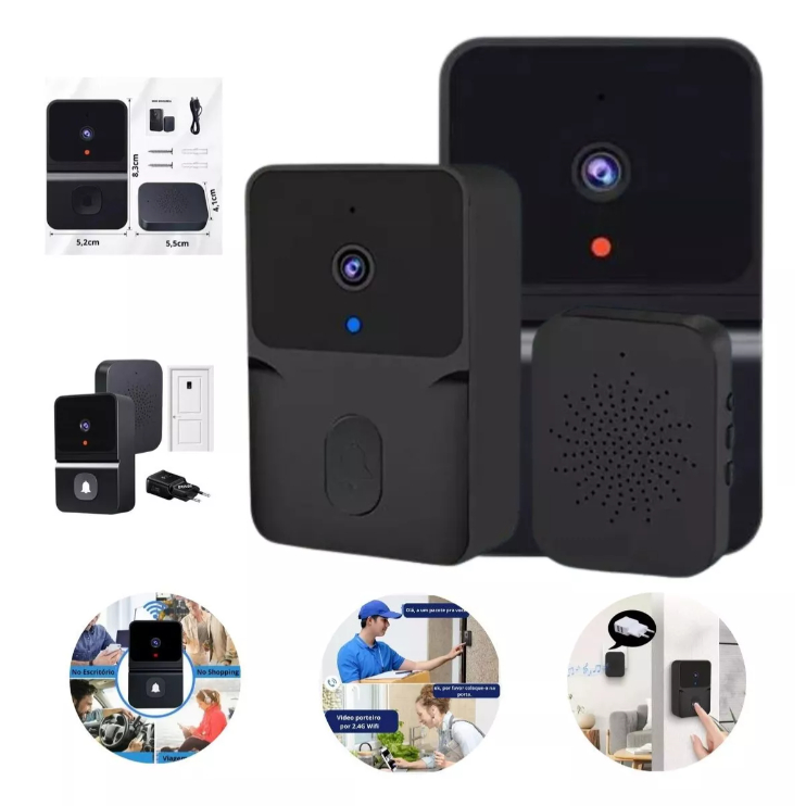 Campainha Com Câmera Vídeo Sem Fio Wi-Fi HD Inteligente Smart Home Pelo ...